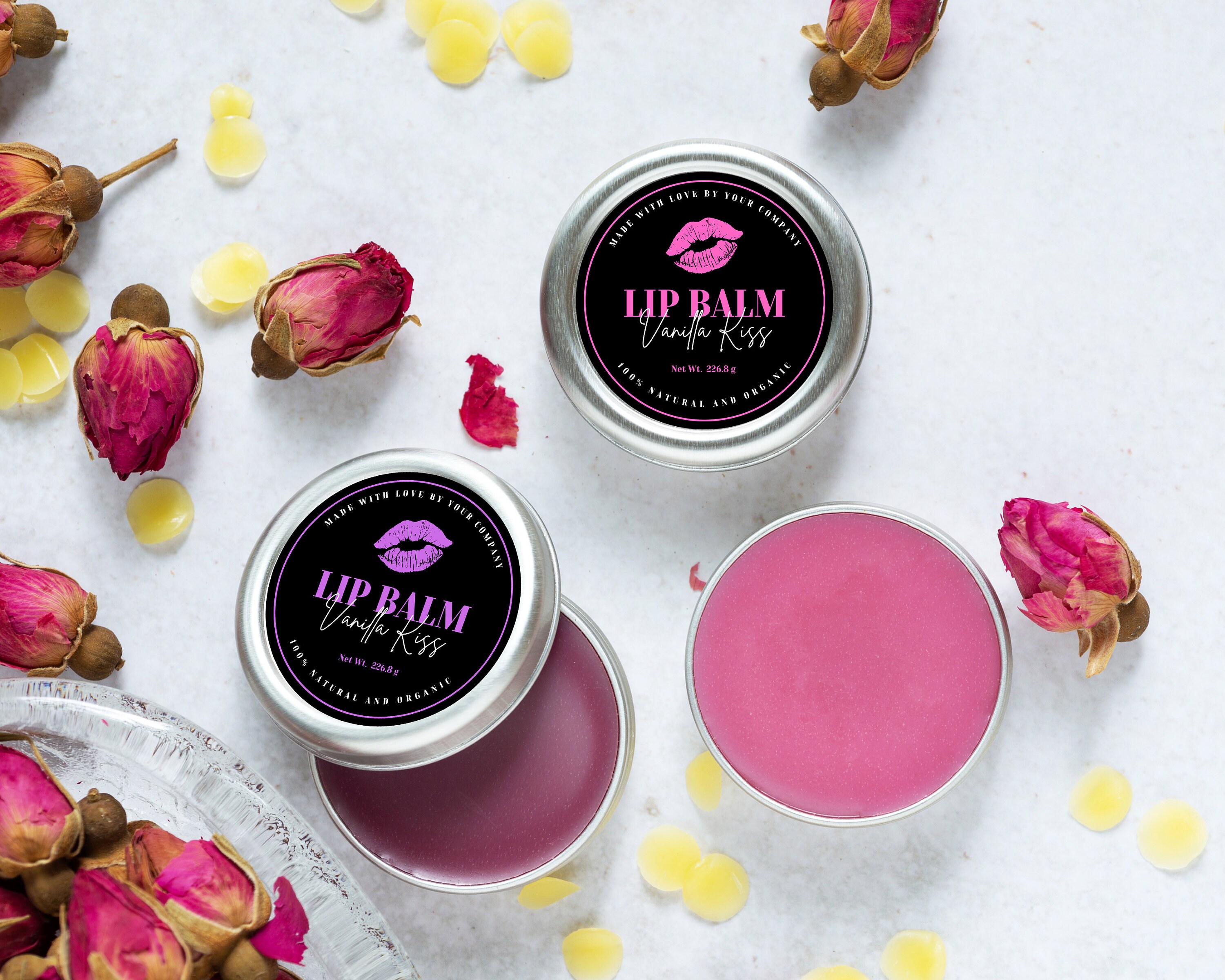 Printable Lip Balm Round Label Sticker, Lip Balm Black Label, Lip Balm ...