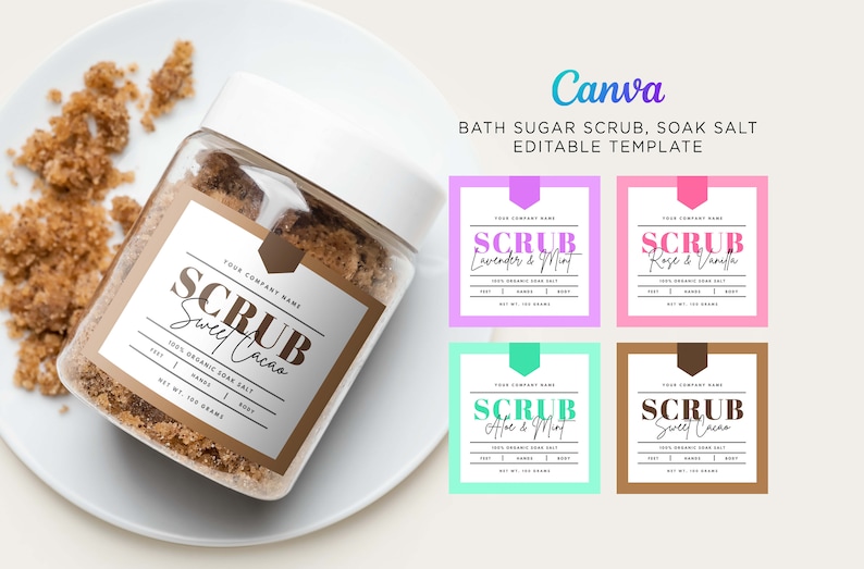 Printable Bath Body Scrub Label Sugar Scrub Label Bath Salt - Etsy