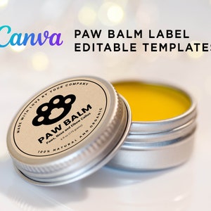 Editable Paw Balm Round Label Template for Tin Cans, Pet Product Label ...