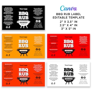 BBQ Rub Label, BBQ Spice Labels, BBQ Labels, Barbeque Rub, Spice Labels ...