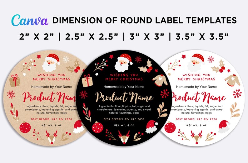Christmas Labels, Christmas Round Tags, Christmas Round Labels ...