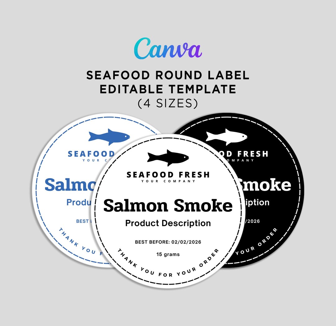 Editable Seafood Label Template, Fresh Seafood Branding, Fish Label ...