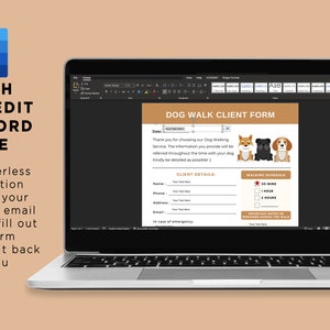 Printable Dog Walk Client Form, Dog Walk Service Dog Information, Dog ...