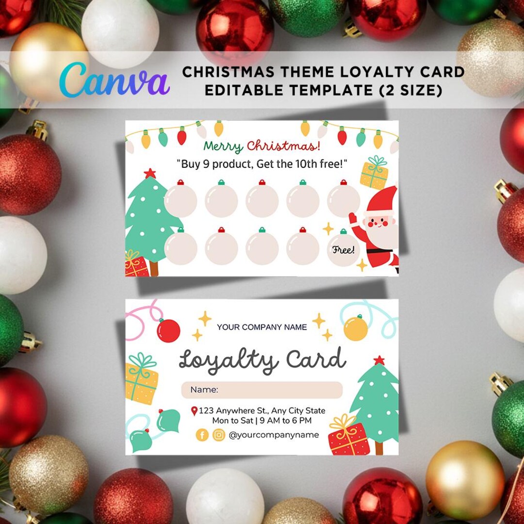 Christmas Loyalty Card Template Editable Canva, Holiday VIP Reward Card ...