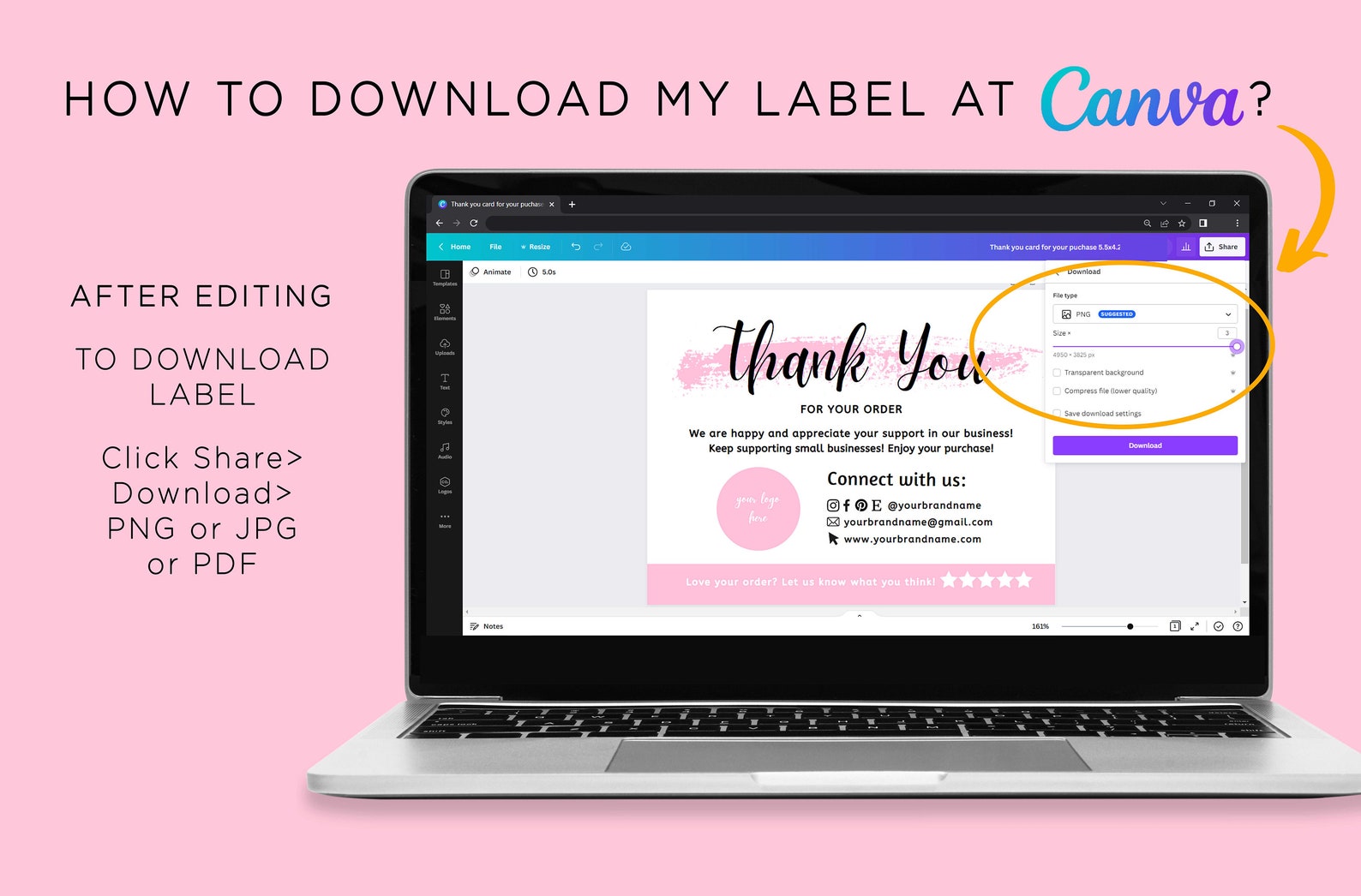 Simple Thank You Card for Instagram Facebook Pinterest Etsy - Etsy