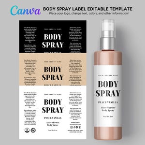 Body Spray Template, Body Spray Labels, Body Perfume Labels, After ...