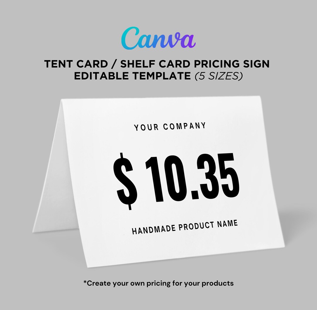 Editable Price Tags, Tent Card Template, Canva Pricing Sign, Printable ...