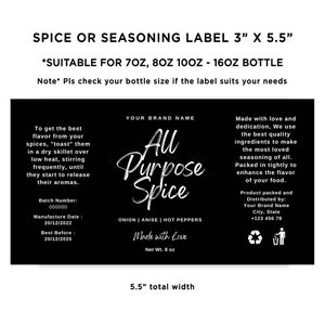Printable Spice Wrap Label Sticker, All Purpose Seasoning Label Design ...