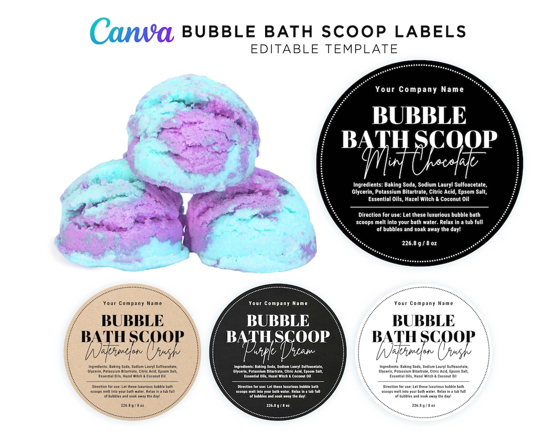 Printable Bubble Bath Scoops Labels, Ice Cream Bath Scoop, Bath Melts ...