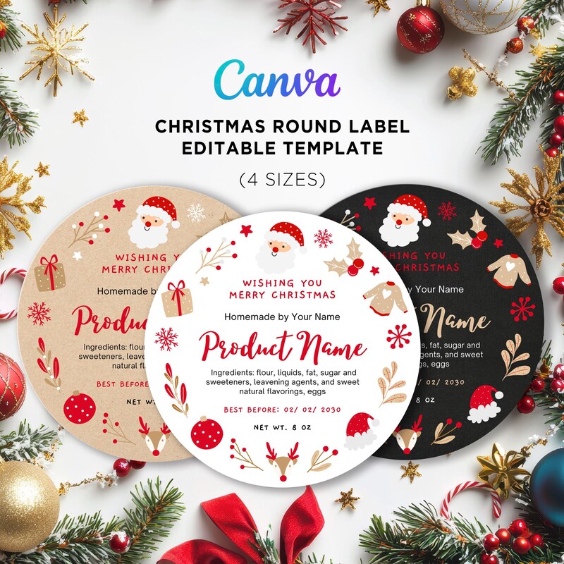 Round Christmas Stickers - Etsy