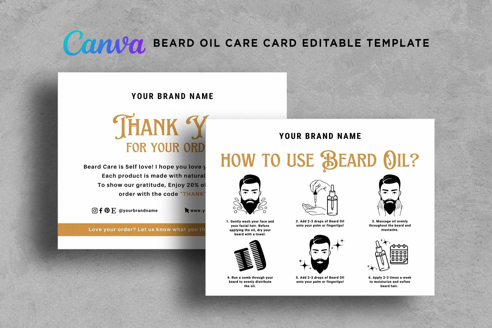 Beard Oil Instruction Card, Beard Oil Care Card, Beard Oil Cards, How ...