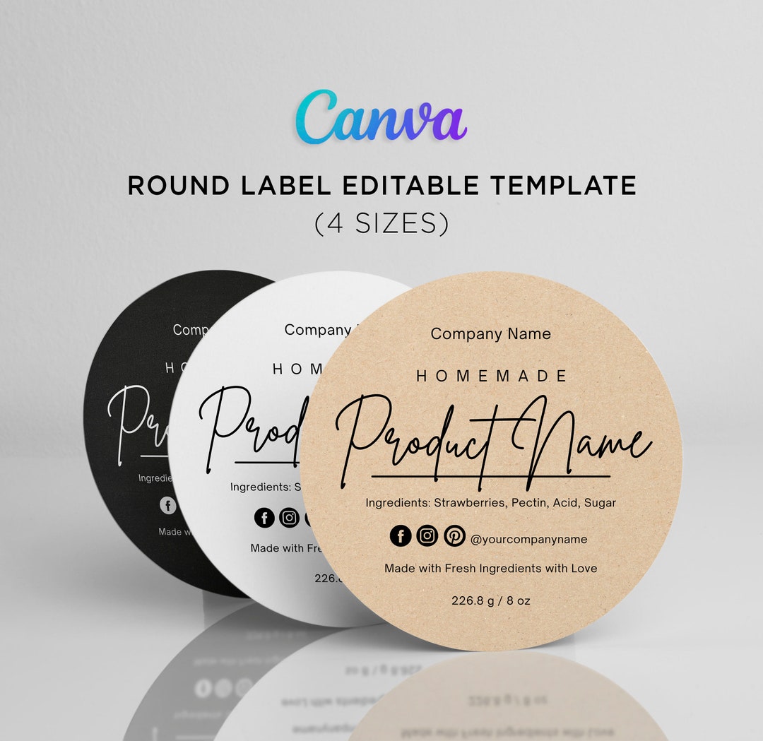 Printable Round Label, Circle Label Sticker for Canning Jars, Homemade ...