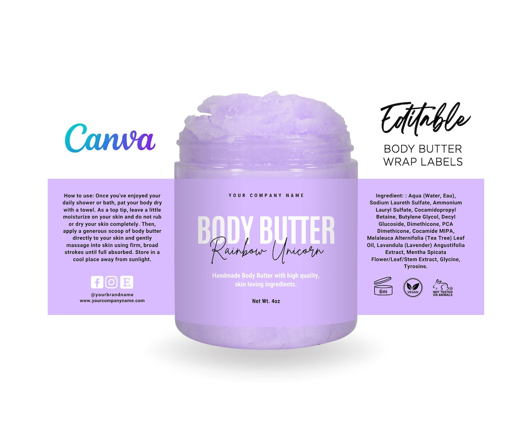 Body Butter Wrap Labels, Whipped Body Butter Labels, Whipped Body ...