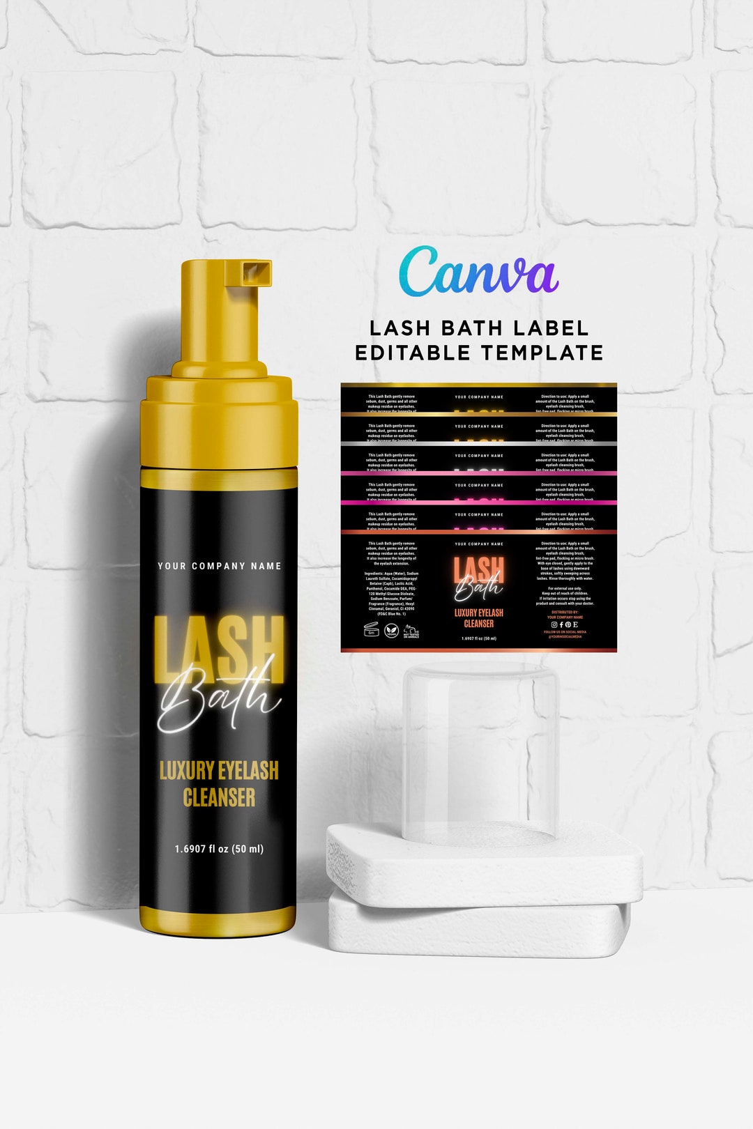 Luxury Lash Bath Labels, Lash Shampoo Labels, Eyelash Labels, Lash ...