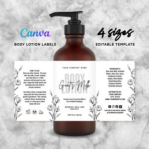 Editable Body Lotion Label Template Canva - DIY Goat's Milk Skincare ...