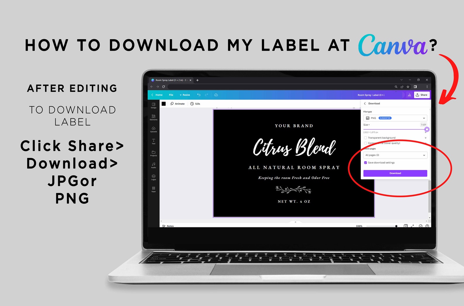 Printable Room Spray Label Template, Editable Bottle Spray Product ...