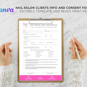 Printable Nail Consent Form, Nail Business Forms, Nail Salon Client ...