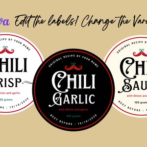 Chili Oil Label, Chili Garlic Label, Homemade Product Label, Chili Oil ...