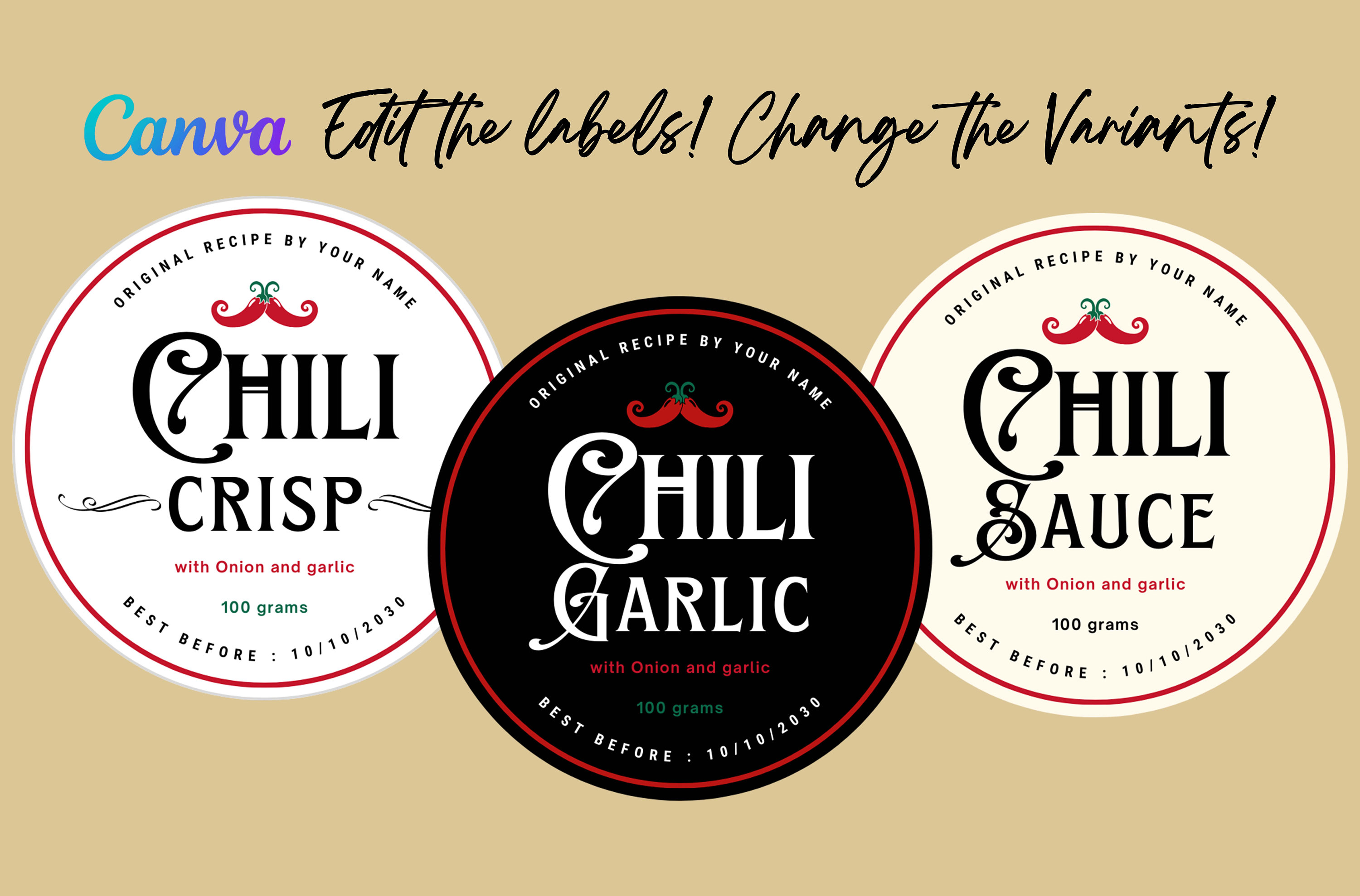 Chili Oil Label, Chili Garlic Label, Homemade Product Label, Chili Oil ...