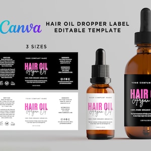 Printable Hair Oil Labels, Hair Dropper, Hair Growth Oil Labels, Hair ...