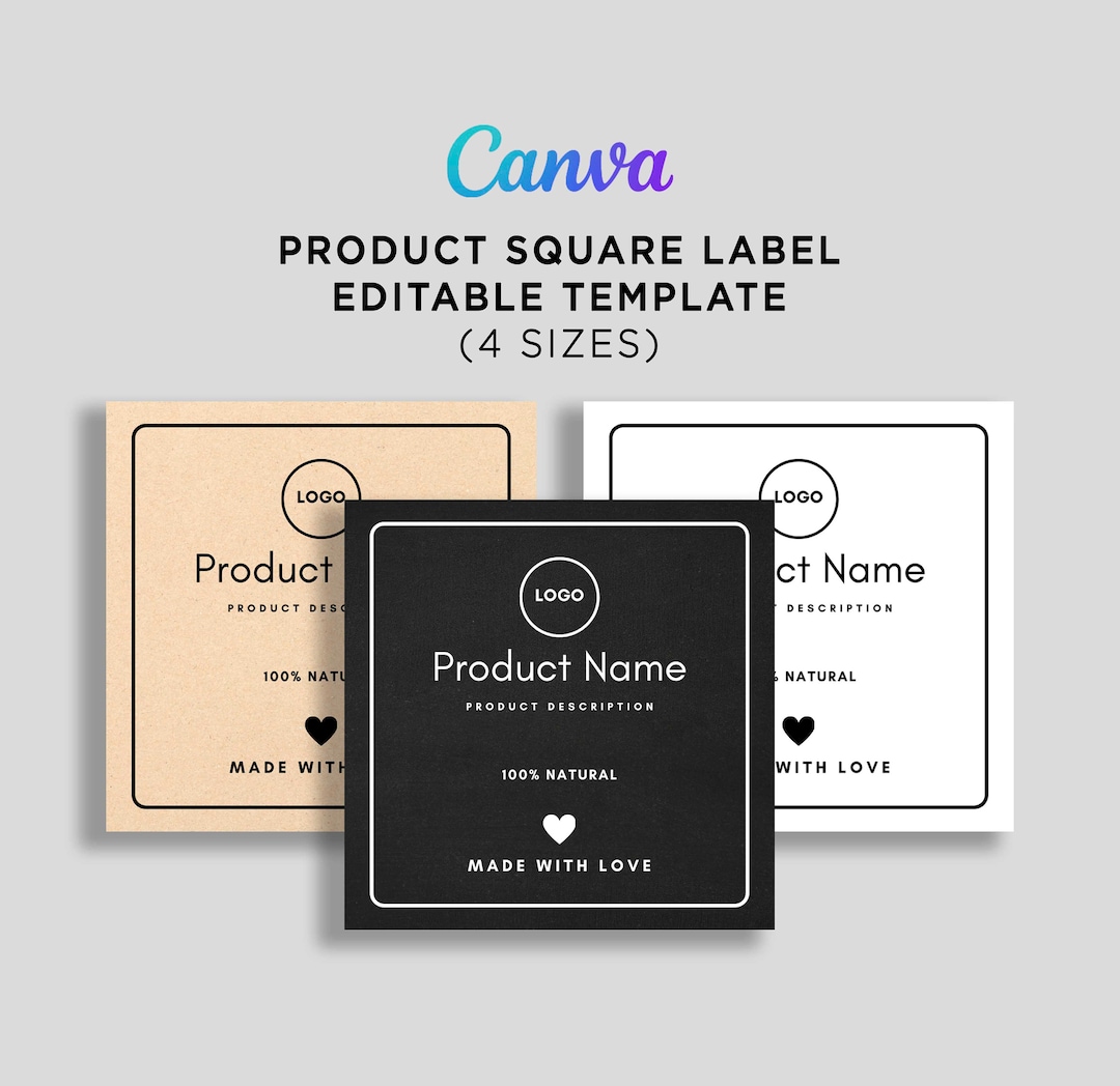 Product Labels, Square Labels, Made With Love Square Labels, Product ...