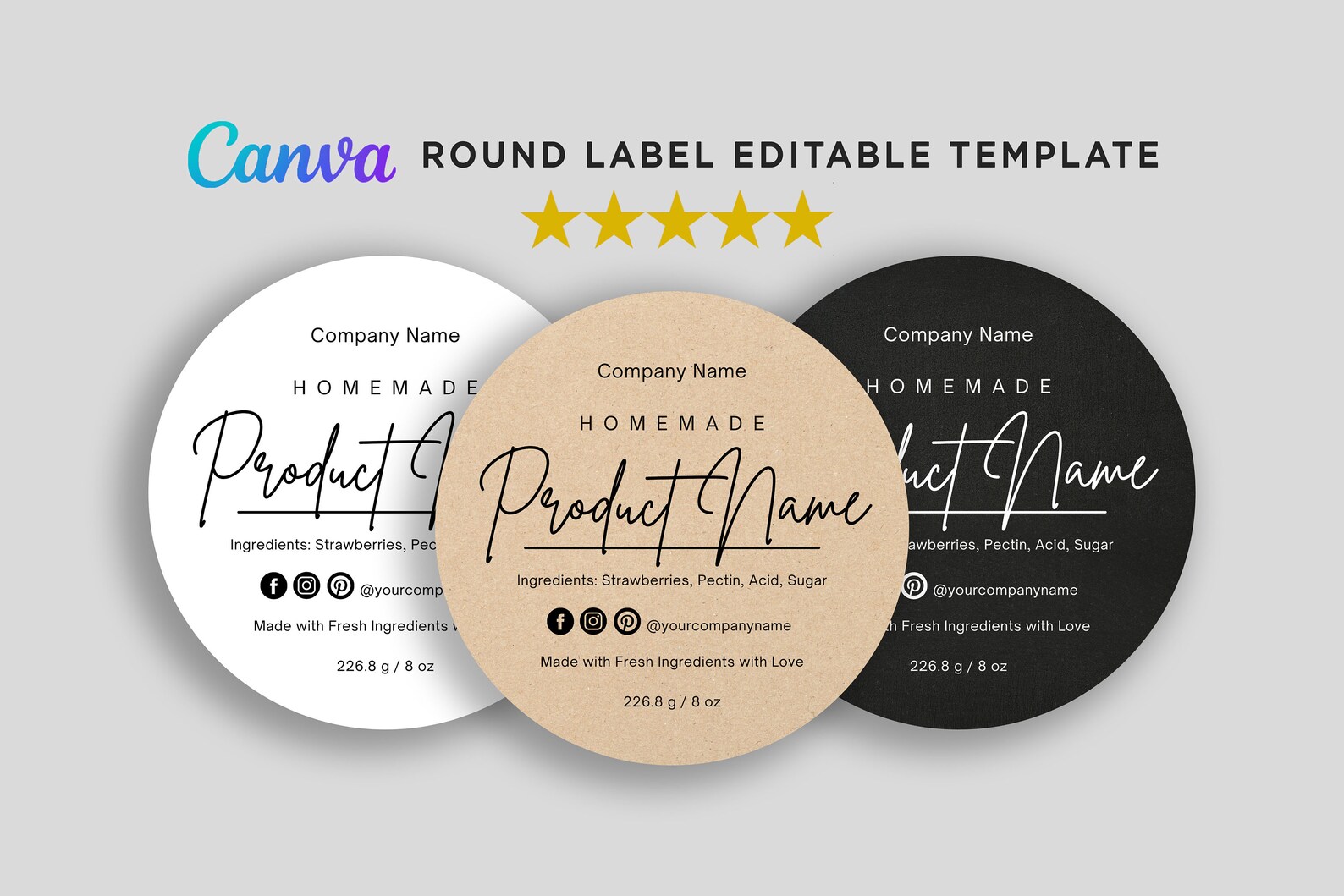 Printable Round Label Circle Label Sticker for Canning Jars - Etsy