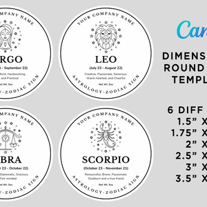 Printable Zodiac Sign Labels, Zodiac Candle Labels, Horoscope Zodiac ...