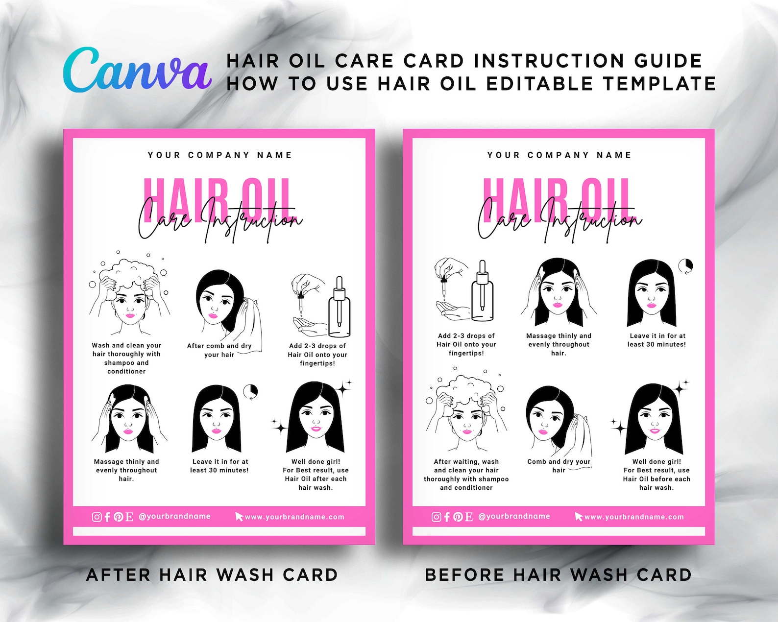 Hair Oil Care Card, Hair Growth Oil Care Card, How to Use Hair Oil ...