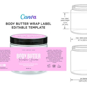 Body Butter Wrap Labels, Whipped Body Butter Labels, Whipped Body ...
