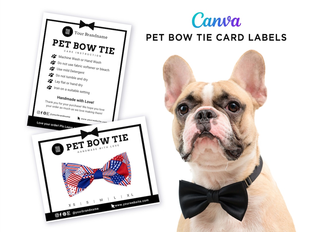 Printable Pet Bow Tie Label Card, Pet Business Labels, Pet Dog Bow Tie ...
