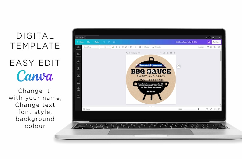 Printable BBQ Sauce Round Label Bbq Sauce Square Label DIY - Etsy