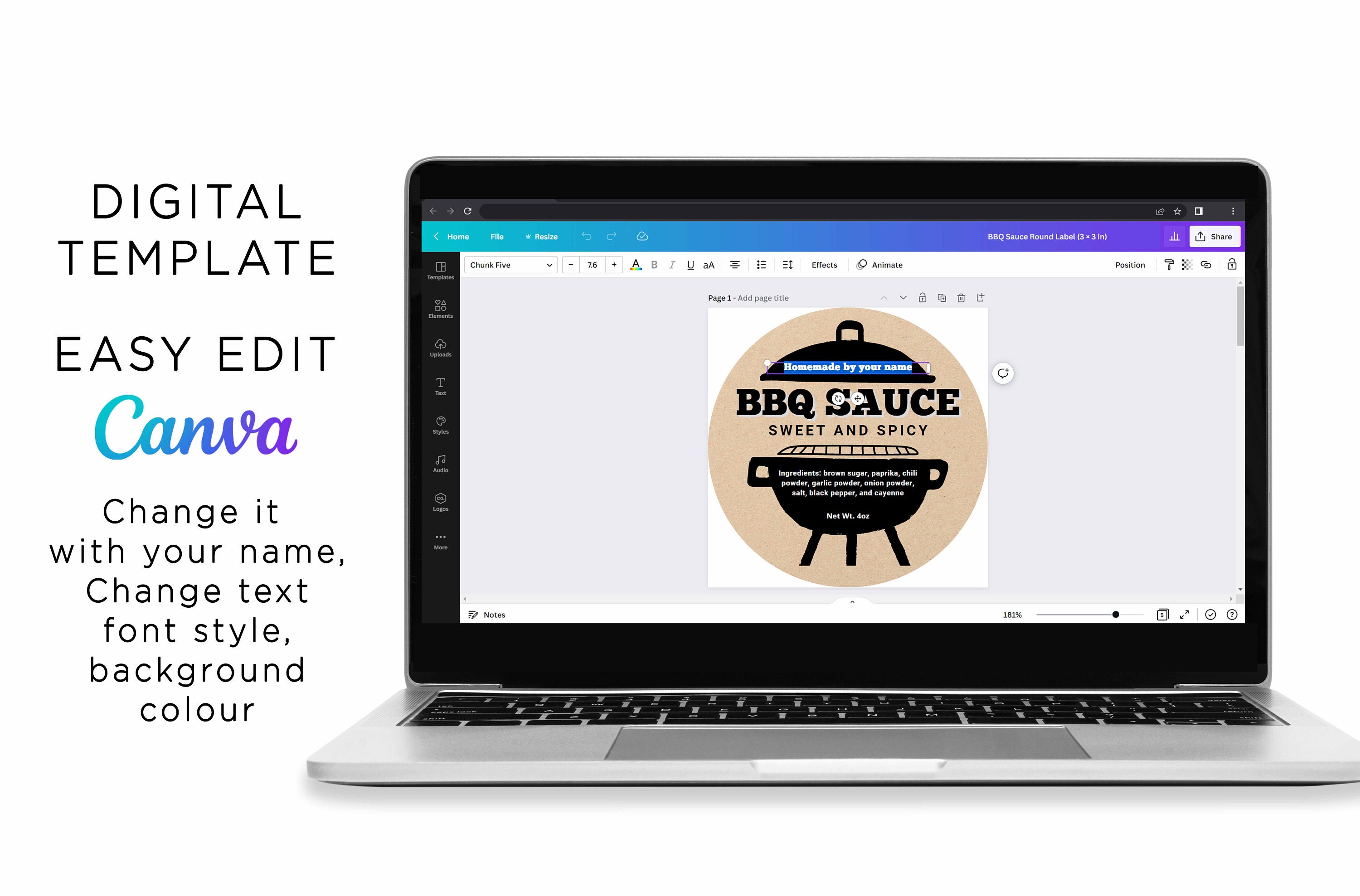 Printable BBQ Sauce Round Label Bbq Sauce Square Label DIY - Etsy