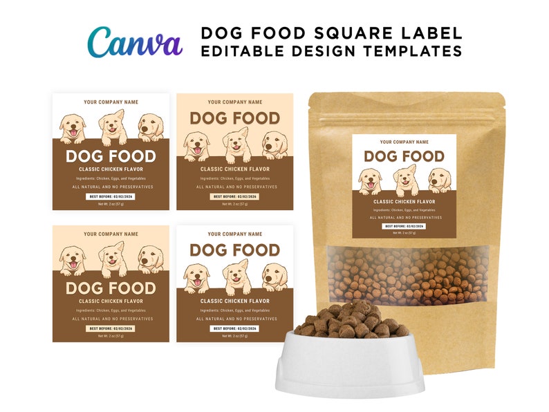 Printable Dog Food Labels Dog Food Packaging Labels Pet - Etsy