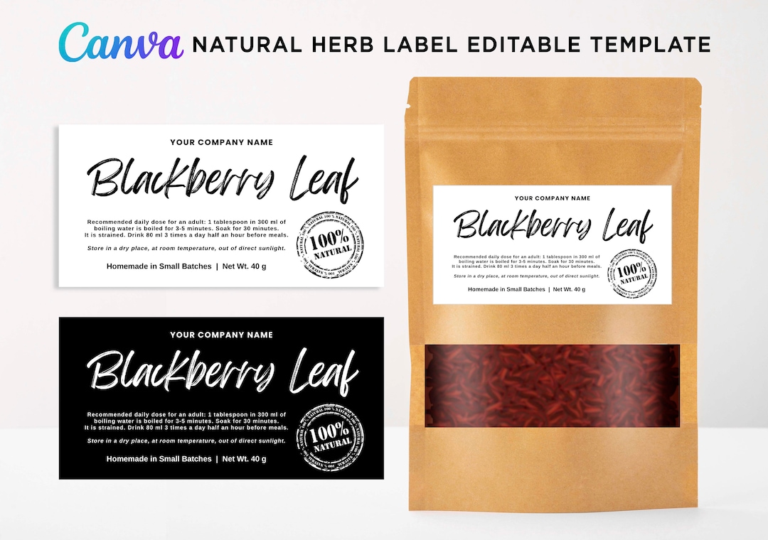 Herbs Labels, Organic Herbs Labels, Herbal Packaging Pouch Label ...