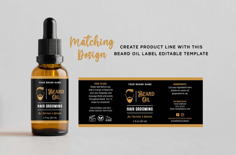 Printable Beard Wax Label Beard Balm Round Label Men Care - Etsy