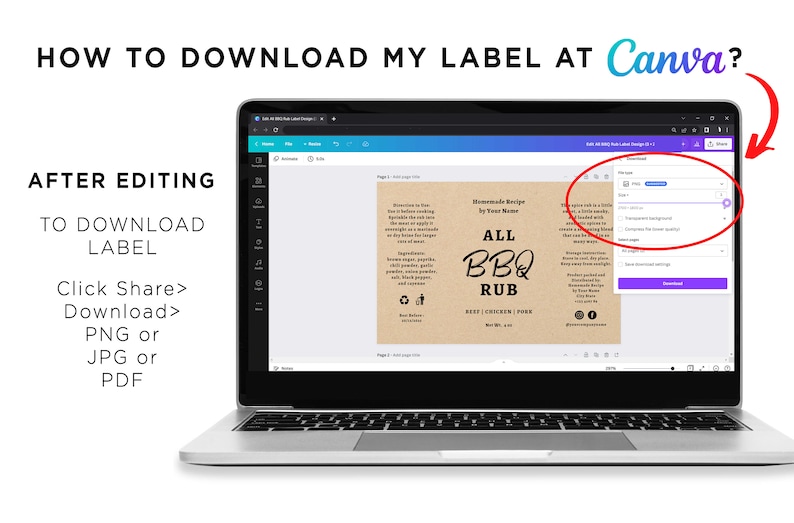 Printable Wrap Label for BBQ Rub Barbeque Seasoning Label - Etsy