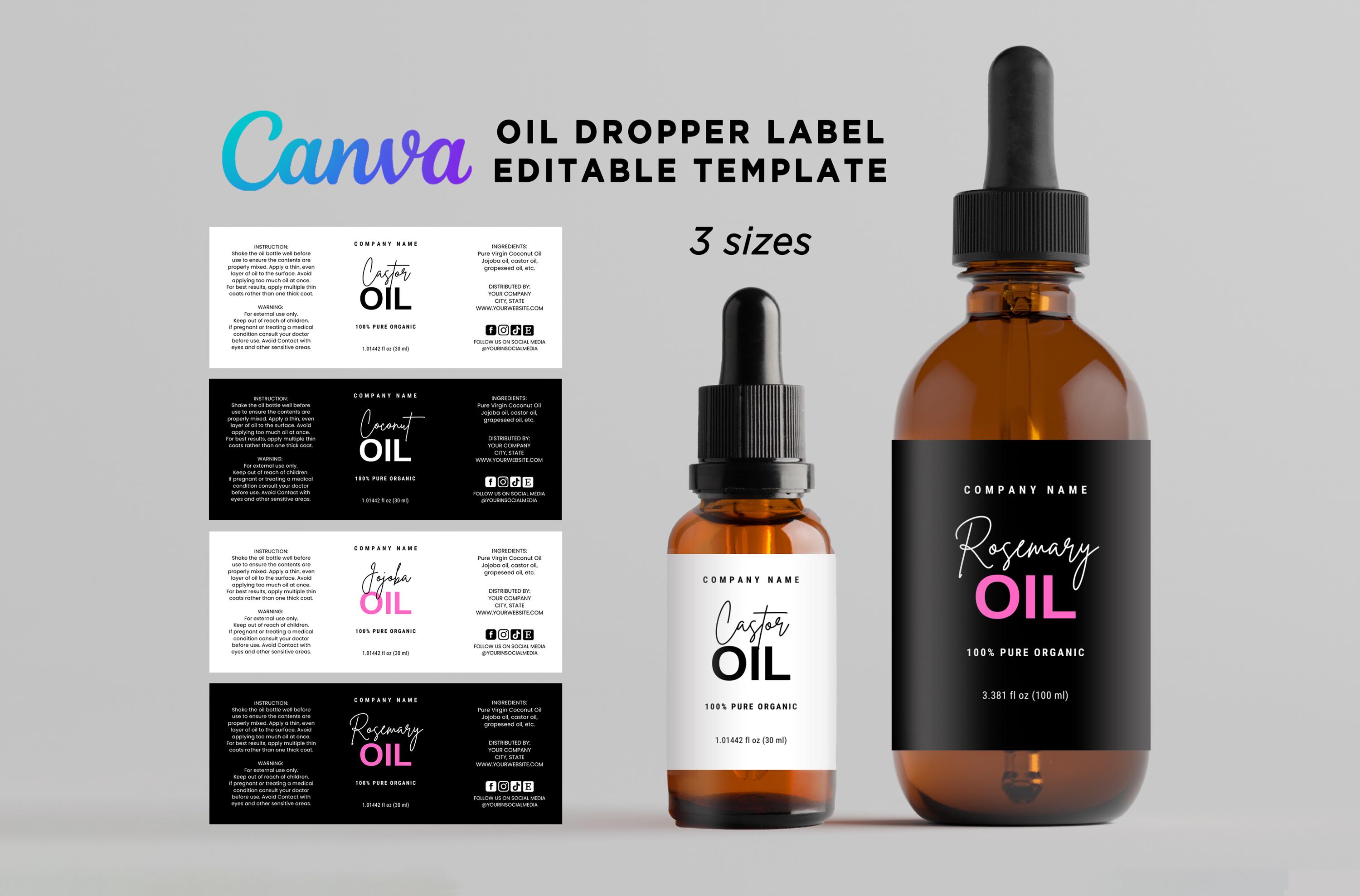 Editable Oil Dropper Label Template, Canva Tincture Label, DIY ...
