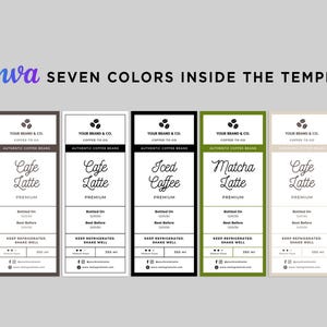 Premium Coffee Bottle Labels, Iced Coffee Labels, Cafe Latte Drink ...