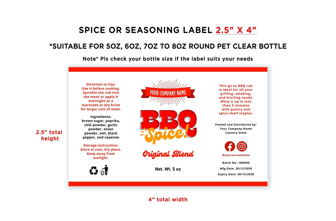 BBQ Spice, BBQ Spice Label, Barbeque Rub, BBQ Spice Jar, Barbeque Spice ...
