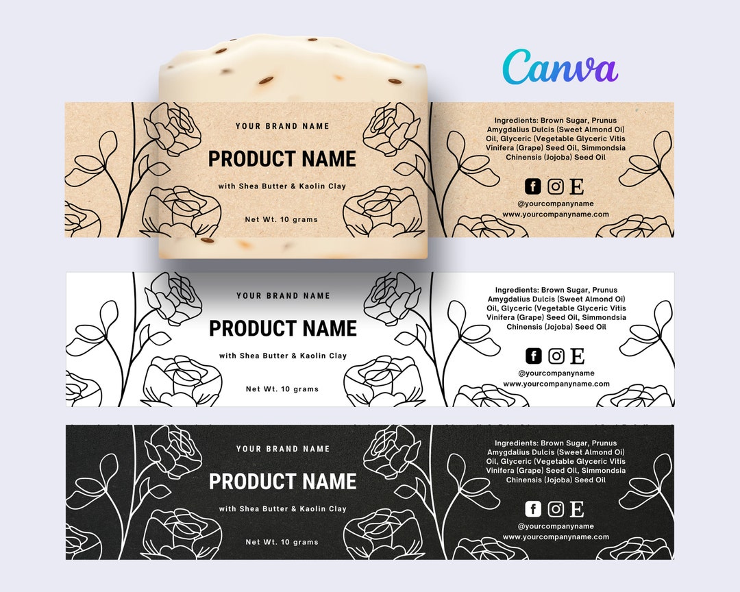 Editable Soap Label, Natural Floral Soap Label, Organic Artisan Soap ...