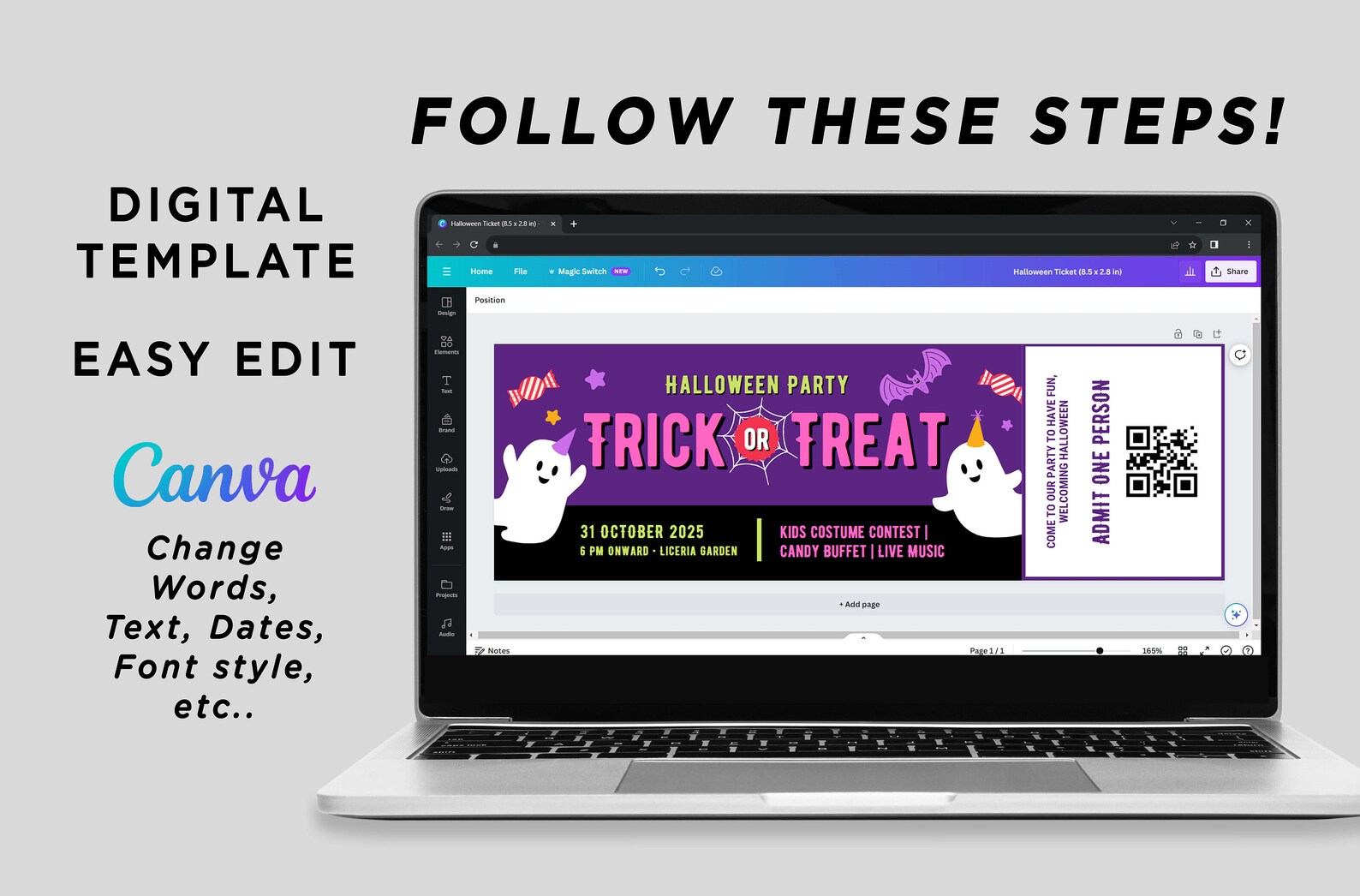 Halloween Tickets, Halloween Party Entry Ticket, Costume Party Ticket ...