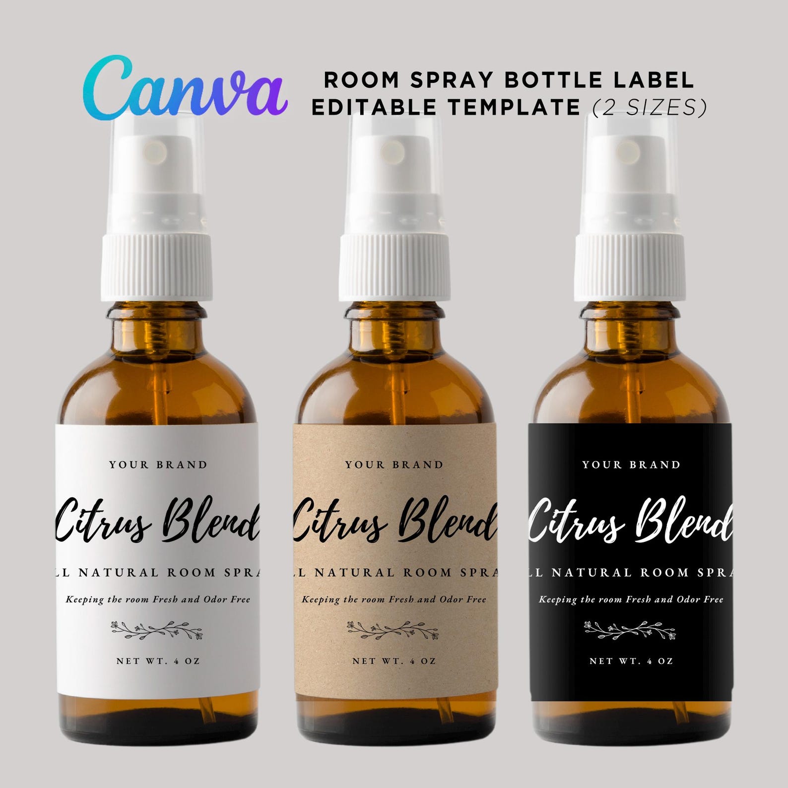 DIY Room Spray Label Template, Room Air Freshener Sticker Design ...