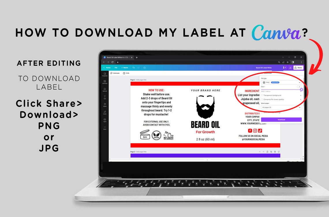 Printable Beard Oil Labels Beard Oil Serum Bottle Dropper - Etsy