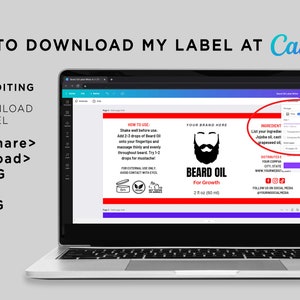 Printable Beard Oil Labels, Beard Oil Serum Bottle Dropper Label, Beard ...