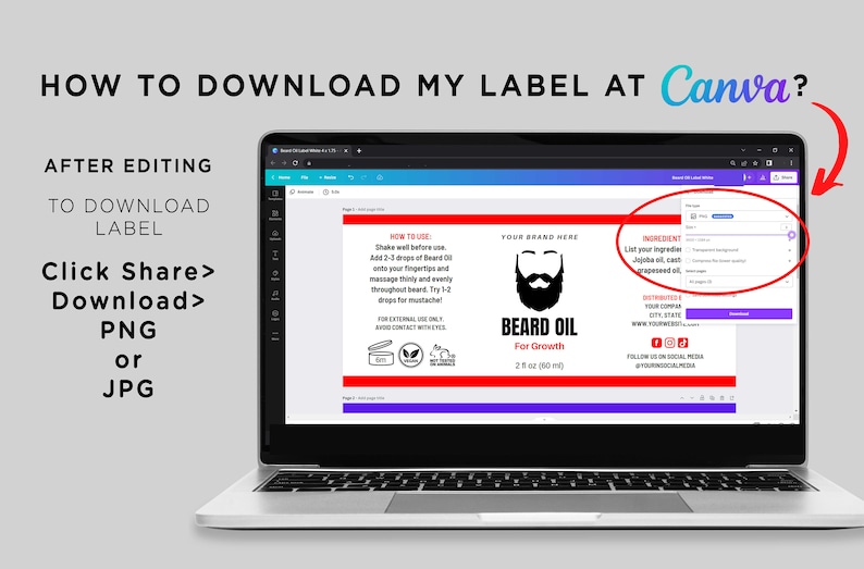 Printable Beard Oil Labels Beard Oil Serum Bottle Dropper - Etsy