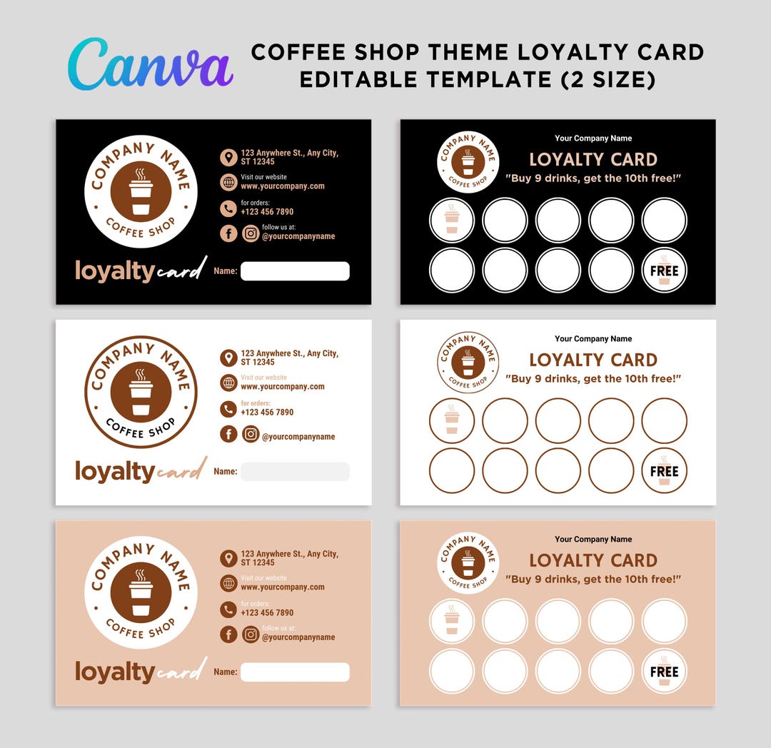 Loyalty Card for Coffee Business, Reward Card for Coffee Shop, Cafe ...
