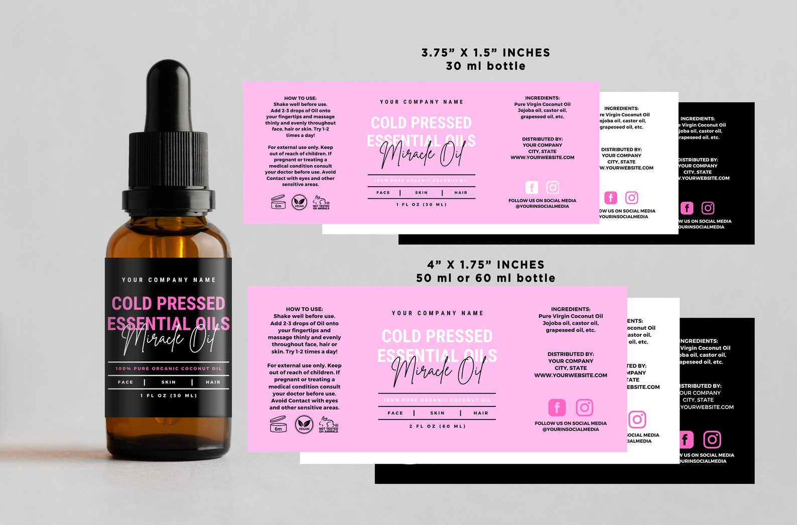 Printable Dropper Oil Label, Essential Oil Label, Cold Pressed Oil ...