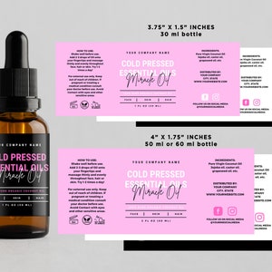 Printable Dropper Oil Label, Essential Oil Label, Cold Pressed Oil ...