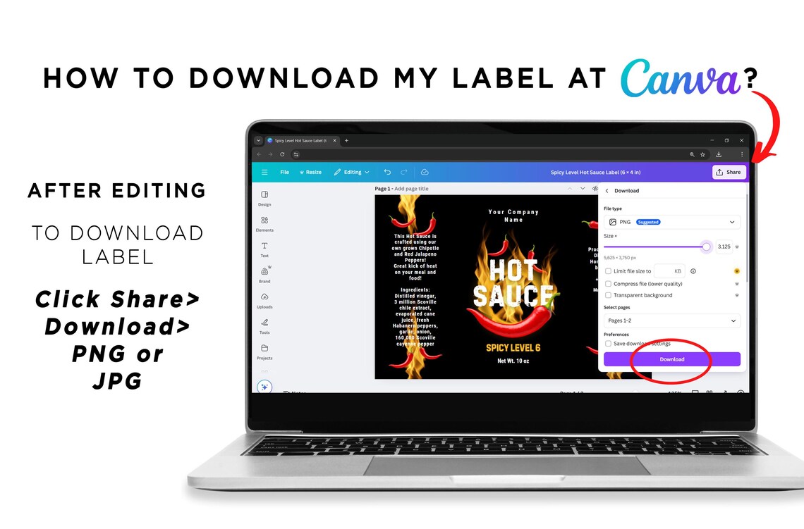 Spicy Hot Sauce Label Template: Editable Canva Design - Etsy