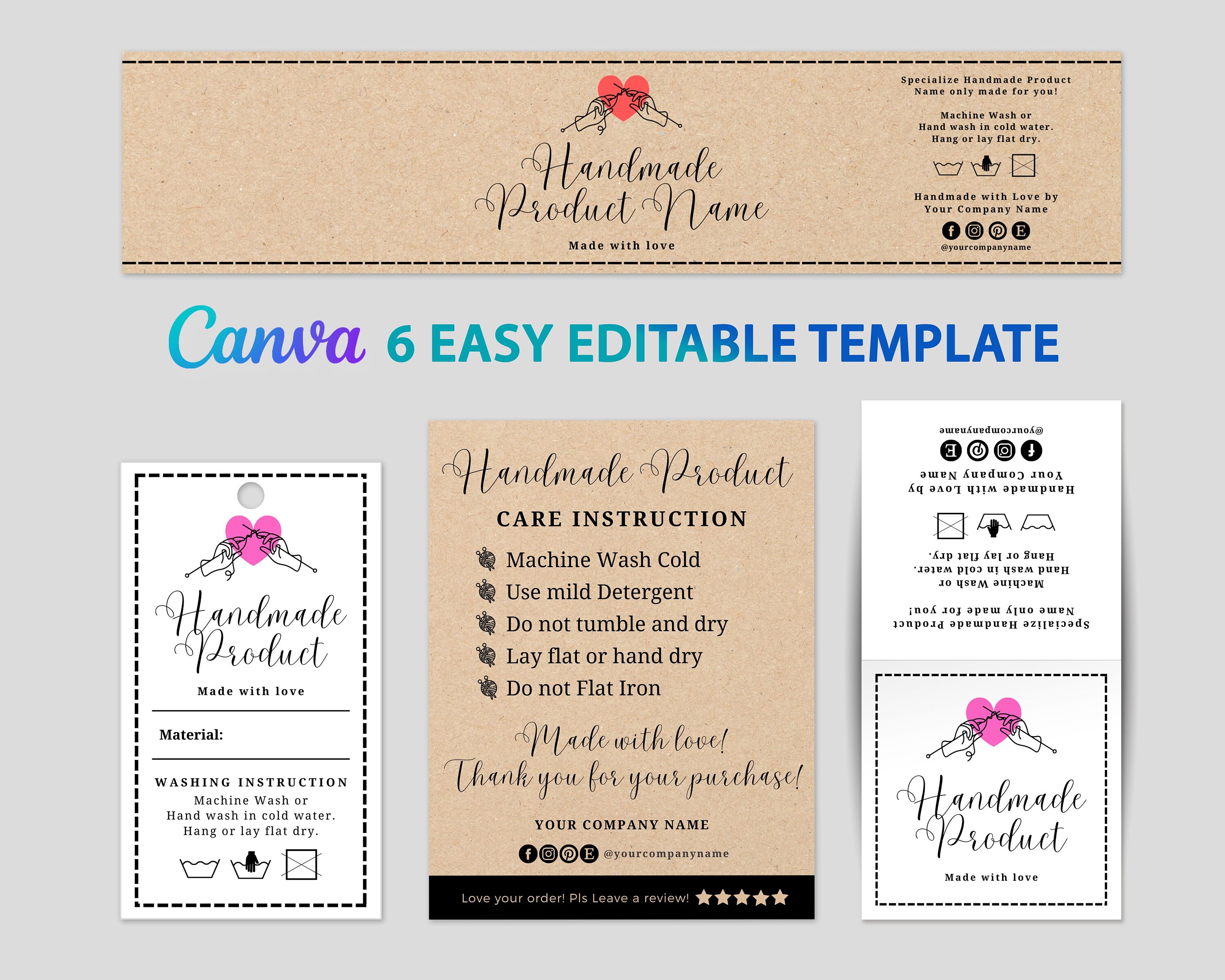 Printable Crochet Labels, Handmade Labels for Knitting, Handmade Label ...